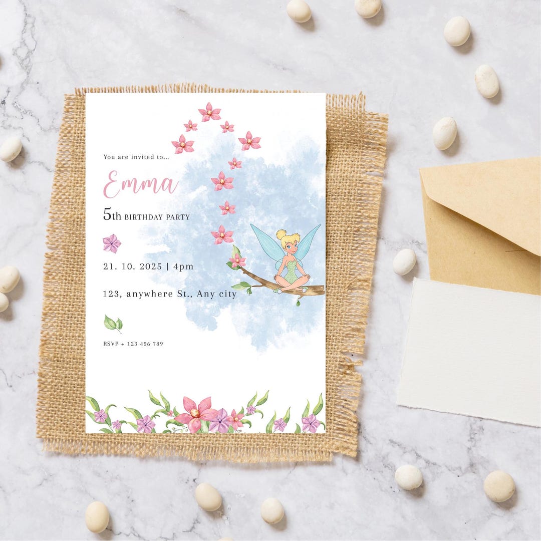 Personalized Fairy Birthday Invitation Custom Watercolor Party Invite ...
