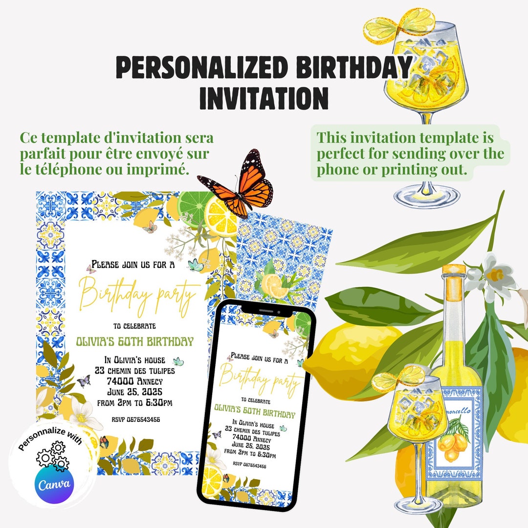 Invitation Anniversaire Citron Template De Carte Anniversaire Citron Et ...