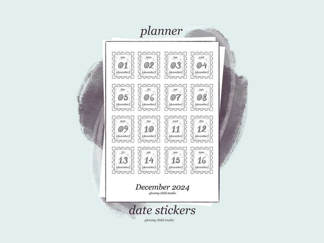 December 2024 Date Stickers Printable Calendar Daily Stickers for ...