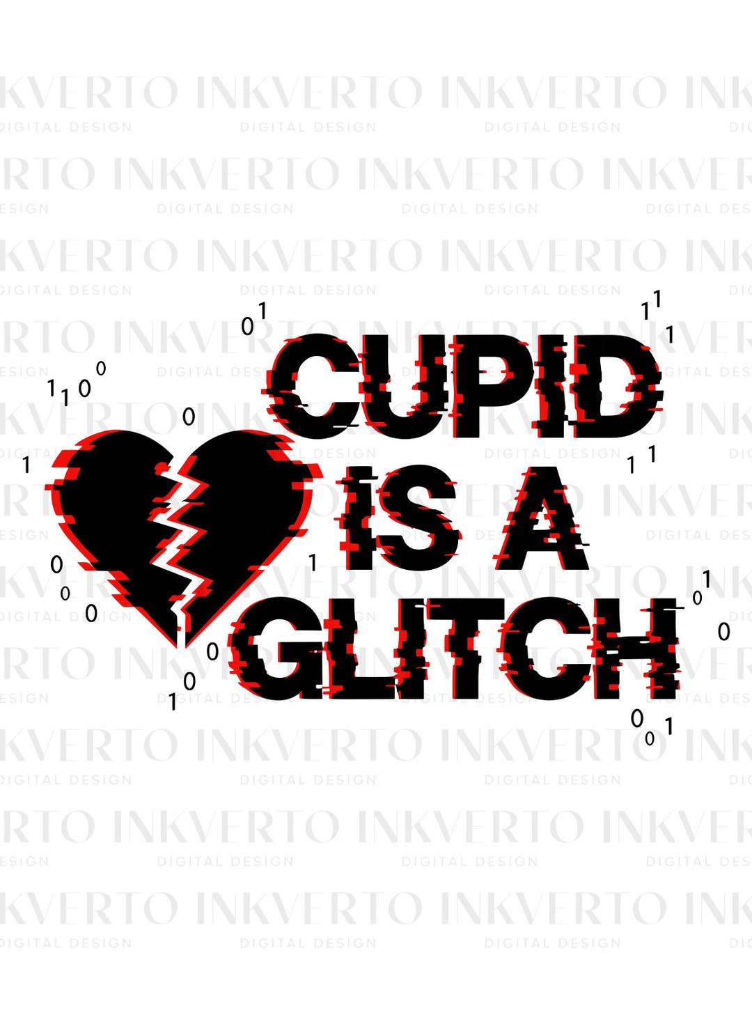Cupid is a Glitch PNG | Anti Valentine Cyber Heart Design | Broken Love ...