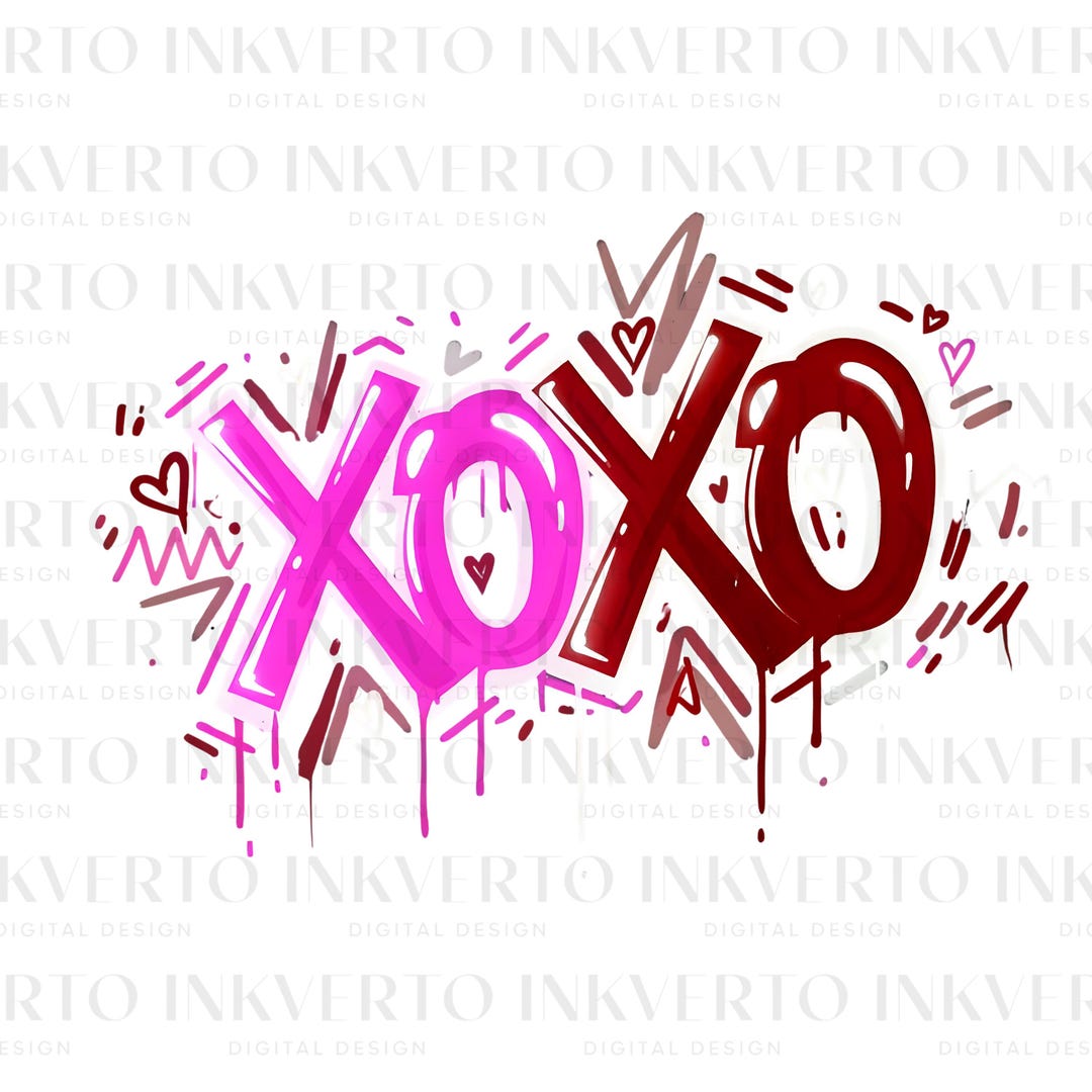 XOXO PNG Graffiti Valentine Design, Love Quote Sublimation, Pink Red ...