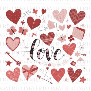 Valentine Love Doodles PNG, Hand-drawn Hearts Keys Clipart, Romantic ...