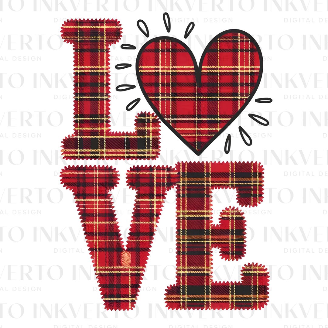 Valentines Day Png, Love Plaid Clipart, Red Tartan Heart PNG, Valentine ...