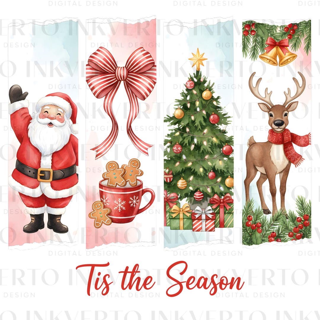 Tis the Season Christmas PNG Clipart, Santa Tree Reindeer Mug Bow ...