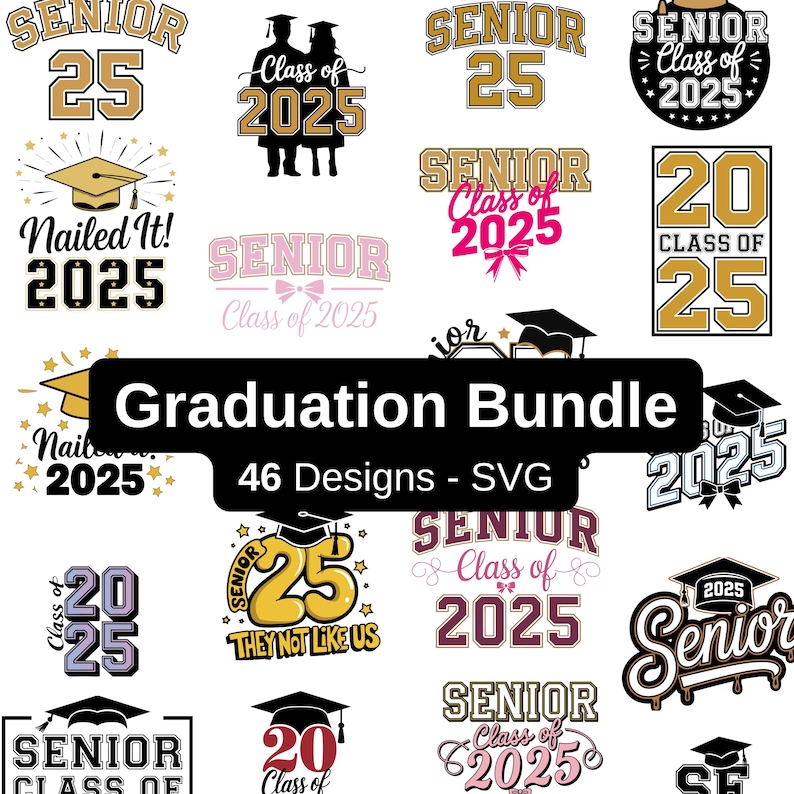 Graduation Svg Png, Proud Graduate 2025 Design Bundle, Senior Cap Class ...