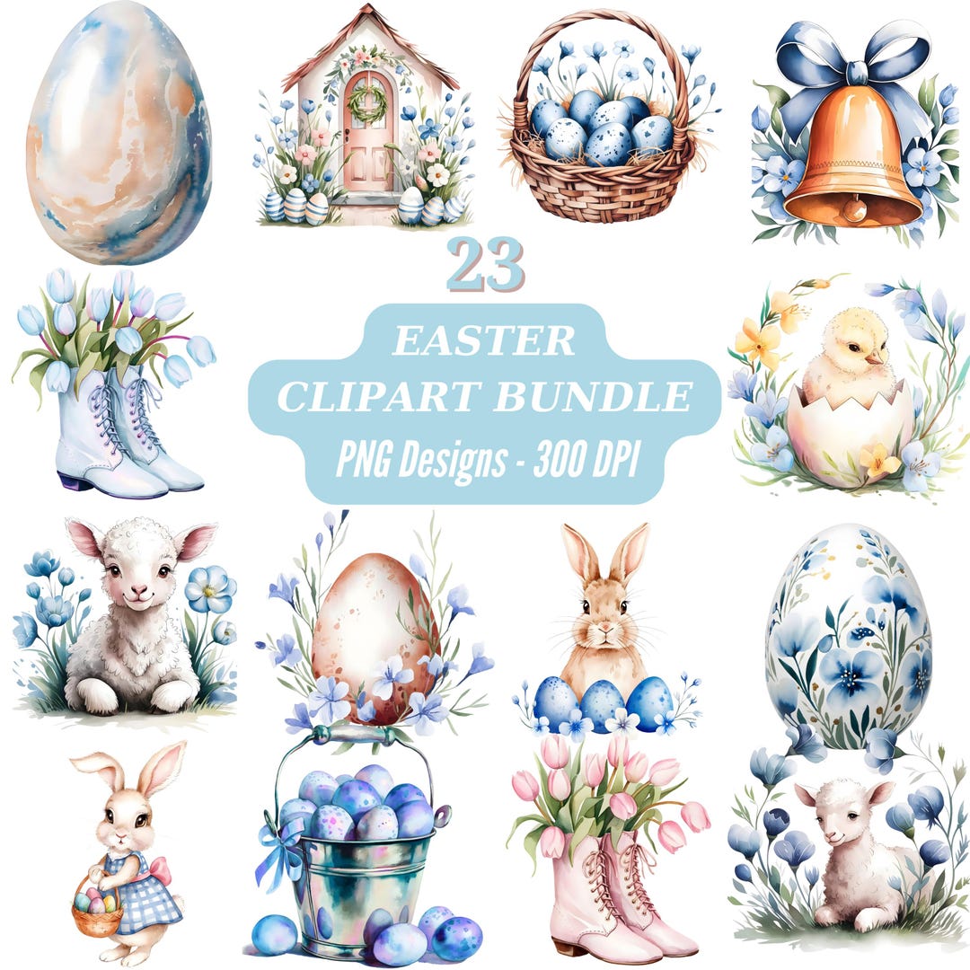 Watercolor Easter Clipart Bundle PNG, Floral Easter Eggs, Spring ...