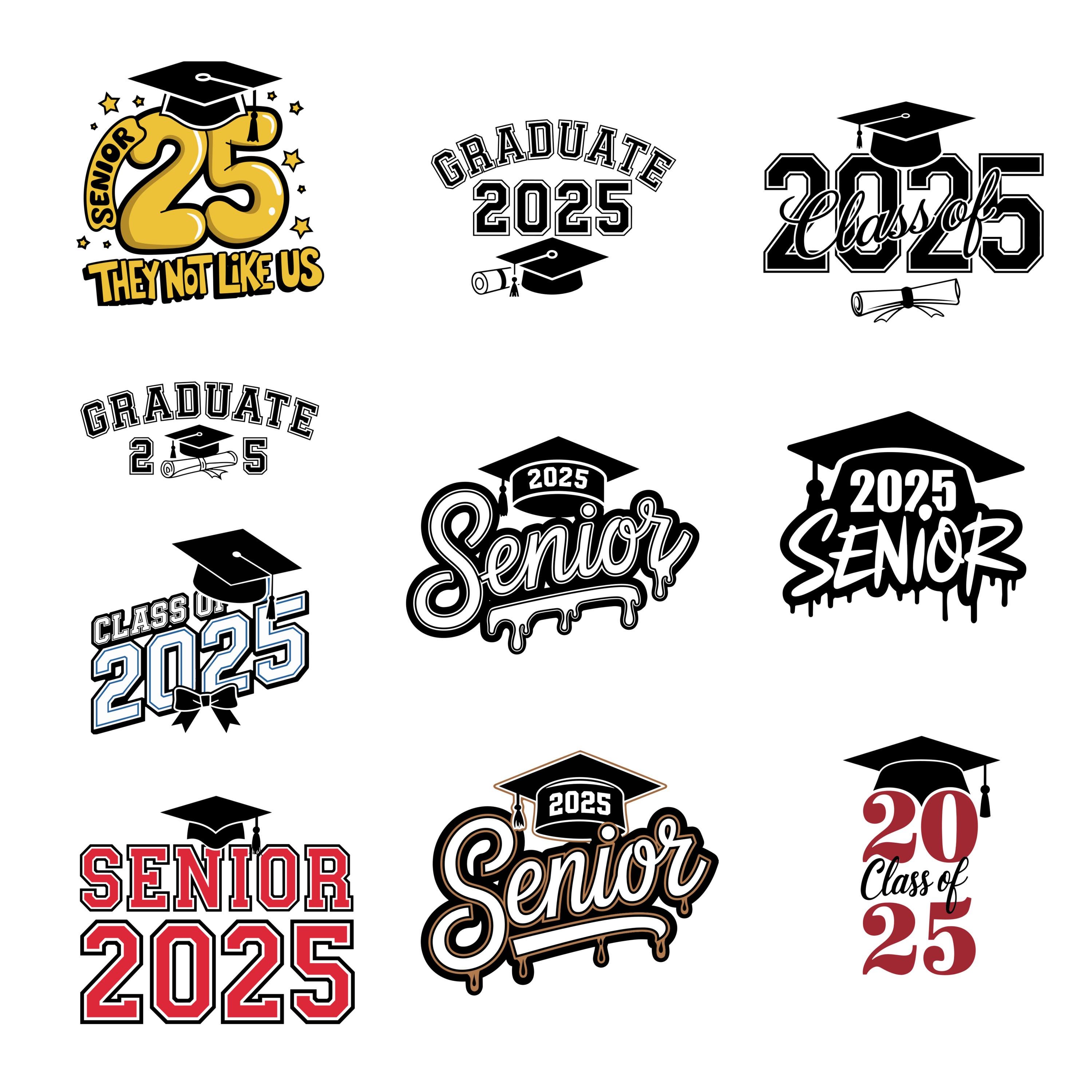 Graduation Svg Png, Proud Graduate 2025 Design Bundle, Senior Cap Class ...