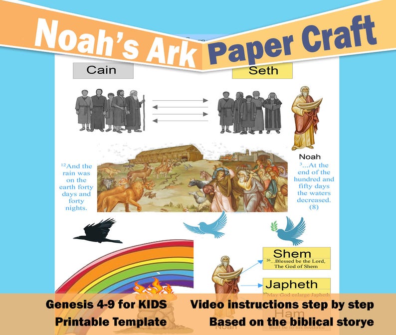 Noah’s Ark Paper Craft | Bible Story for Kids | Old Testament Genesis 4 ...