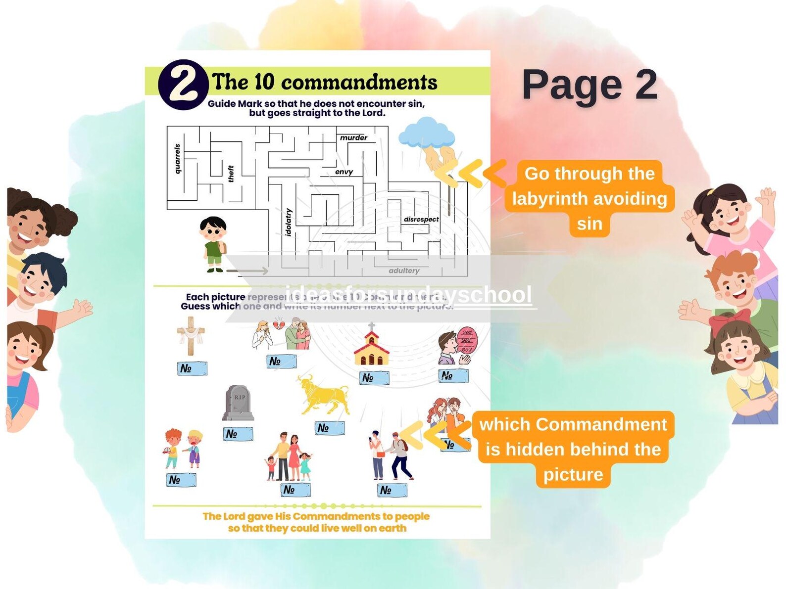 10 Commandments Activity Sheet, Bible Story Activity Worksheets, Sunday ...