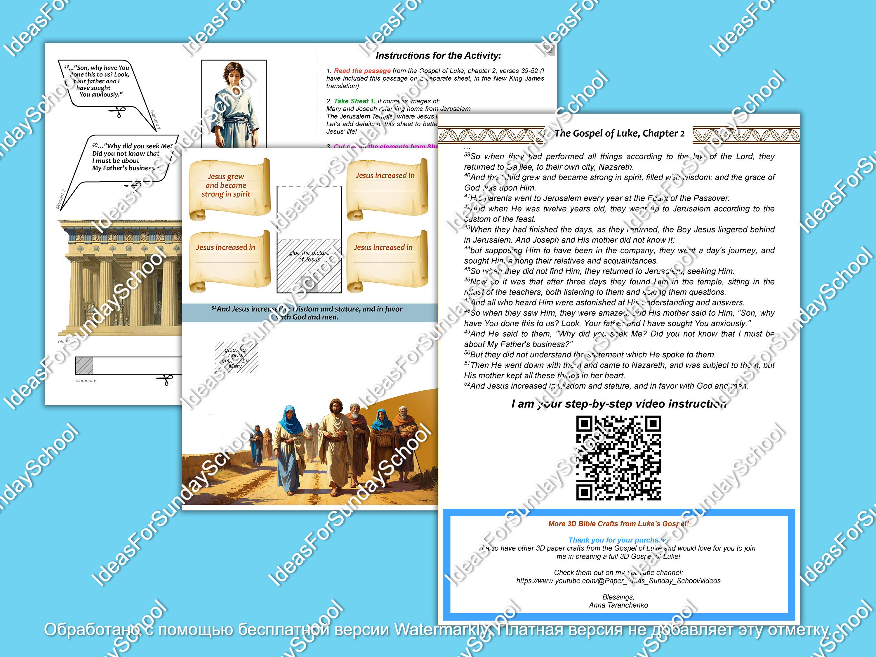 Craft Ideas for KIDS | Boy Jesus in the Temple | Sunday School Activity ...