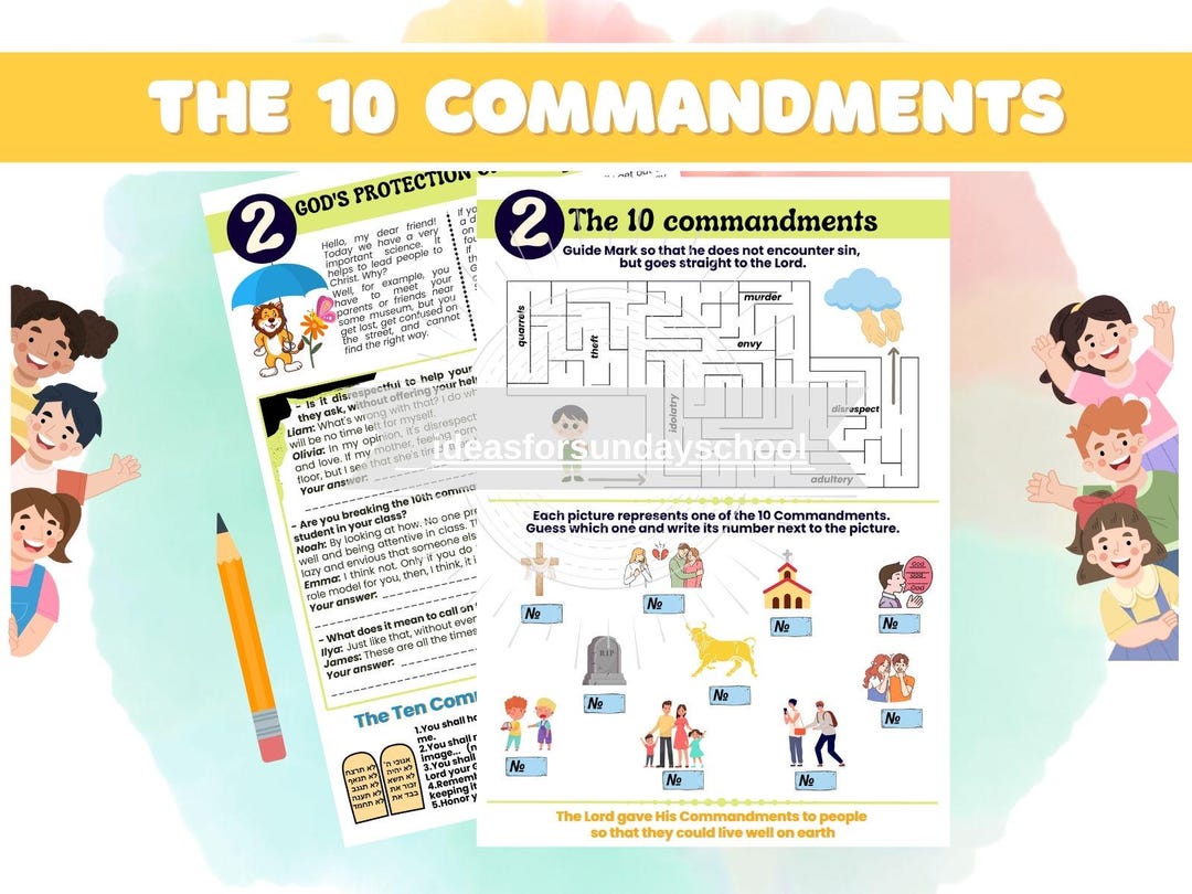 10 Commandments Activity Sheet, Bible Story Activity Worksheets, Sunday ...