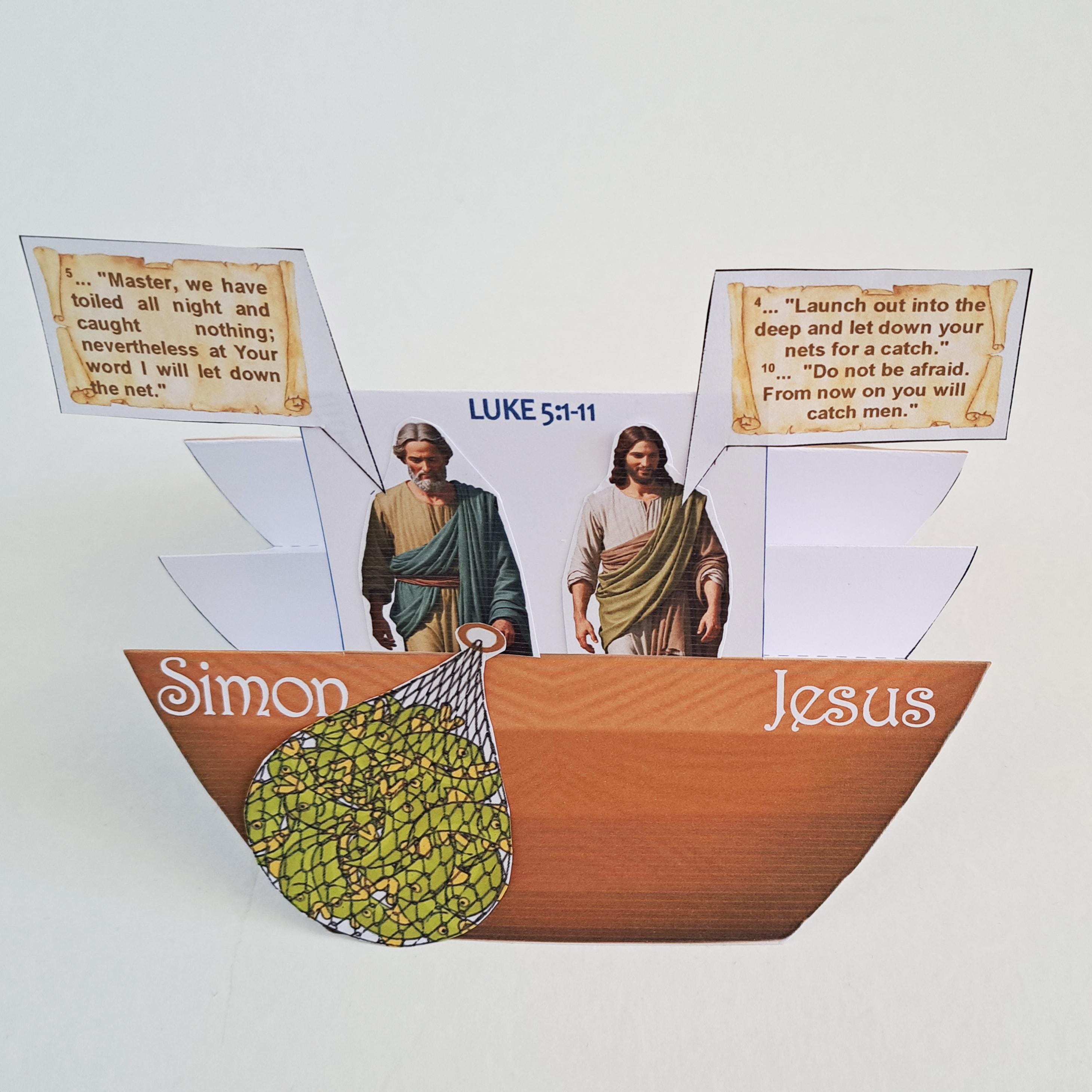 Jesus and Simon Peter in the Boat | Gospel of Luke 5 | Paper Crafts ...