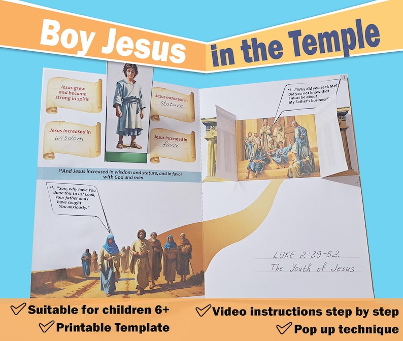 The Boy Jesus in the Temple Craft for Kids, Young Jesus at the Temple ...