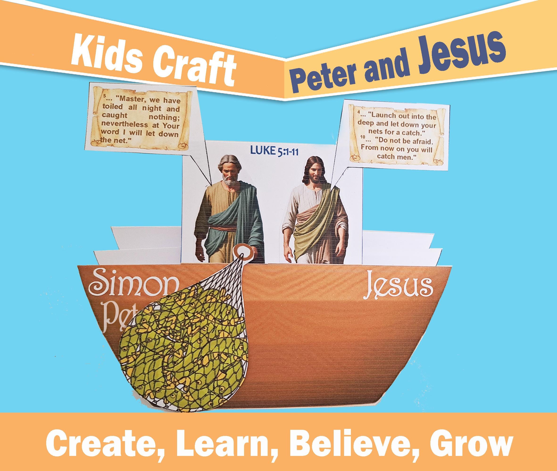 Jesus and Simon Peter in the Boat | Gospel of Luke 5 | Kids Activities ...