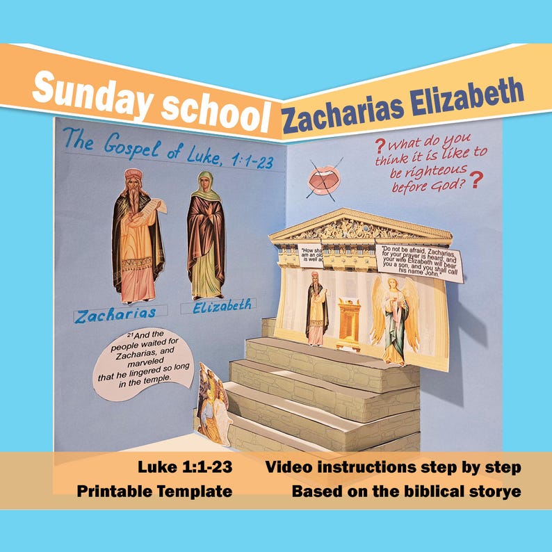 Zechariah and Elizabeth Pop-up Bible Story Craft (printable) - Etsy