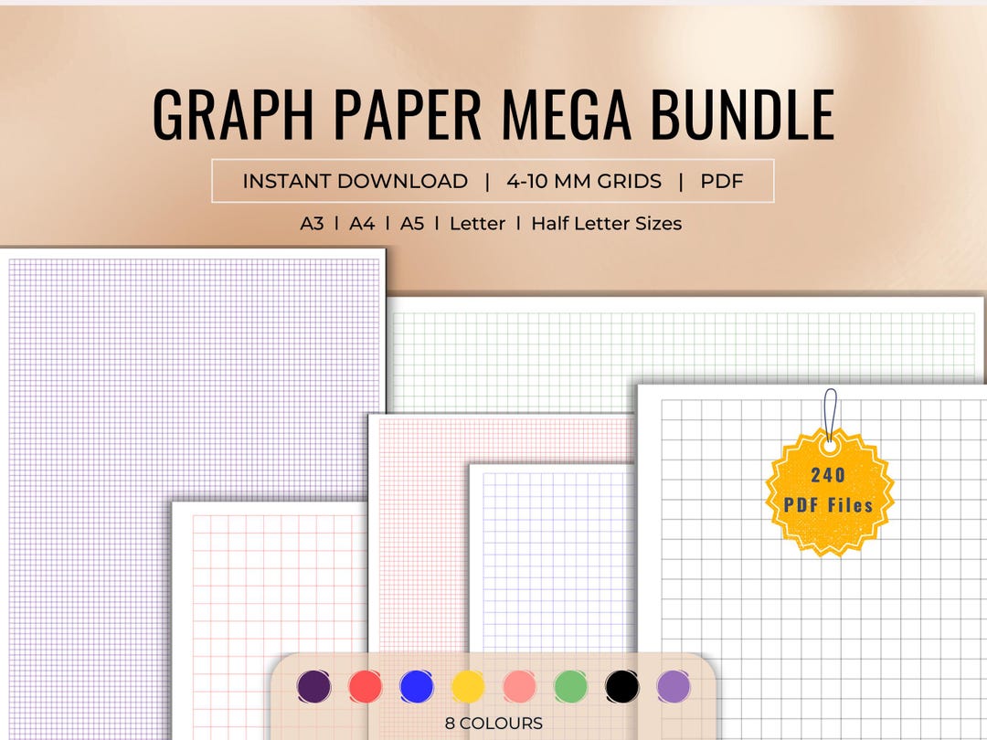 Mega Printable Graph Paper Bundle: Colored, A3/a4/a5/letter Grid Paper ...