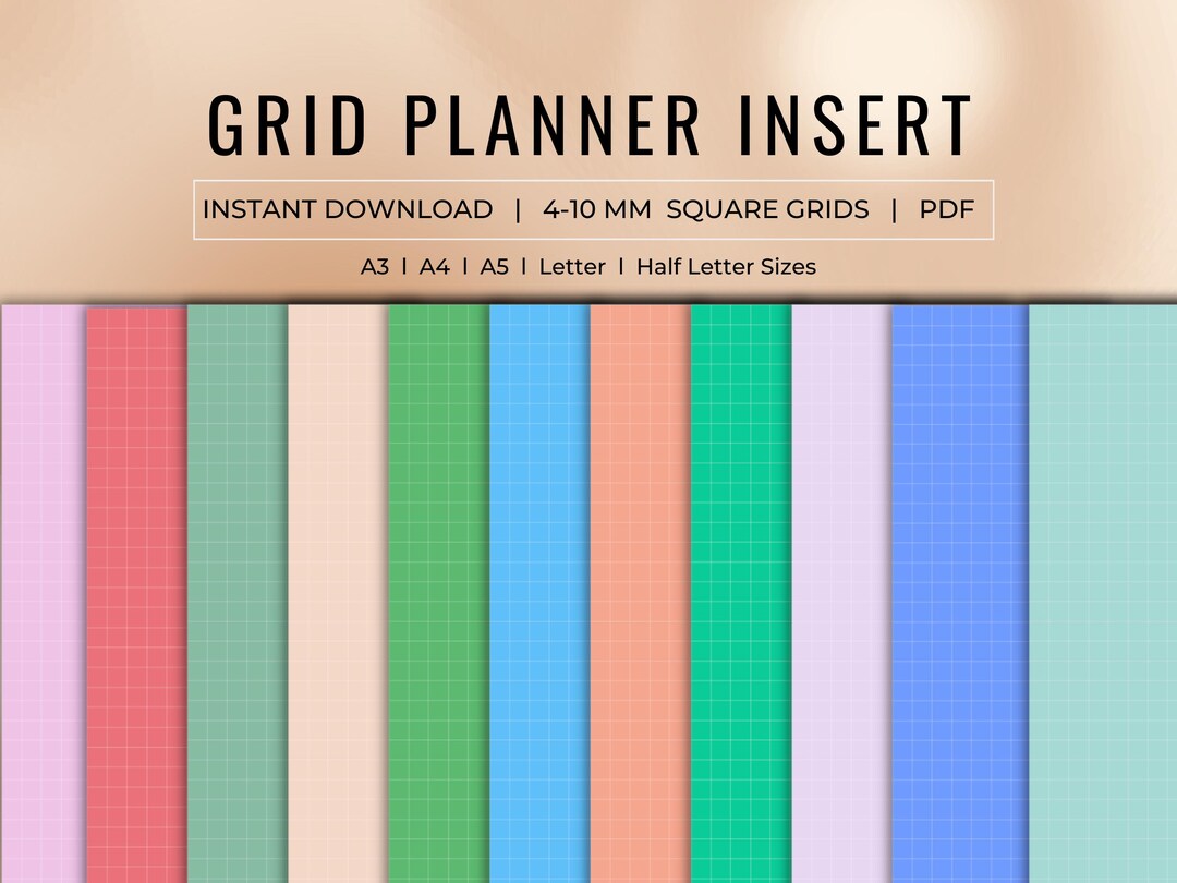 Graph Paper Planner Insert | Digital Notebook | Colorful Graph | Note ...