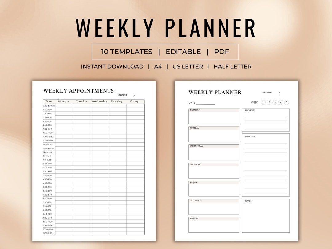 Weekly Planner, Work From Home Planner, Daily Planner, Schedule ...