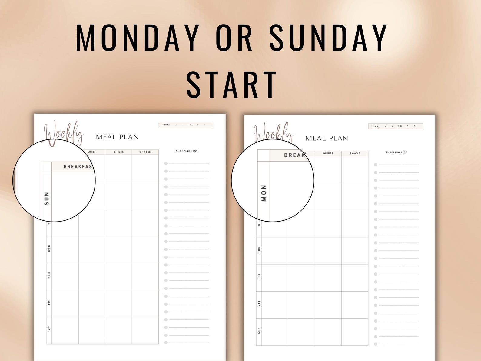 Minimalist Weekly Meal Planner, Meal Plan Print, Grocery List Printable ...