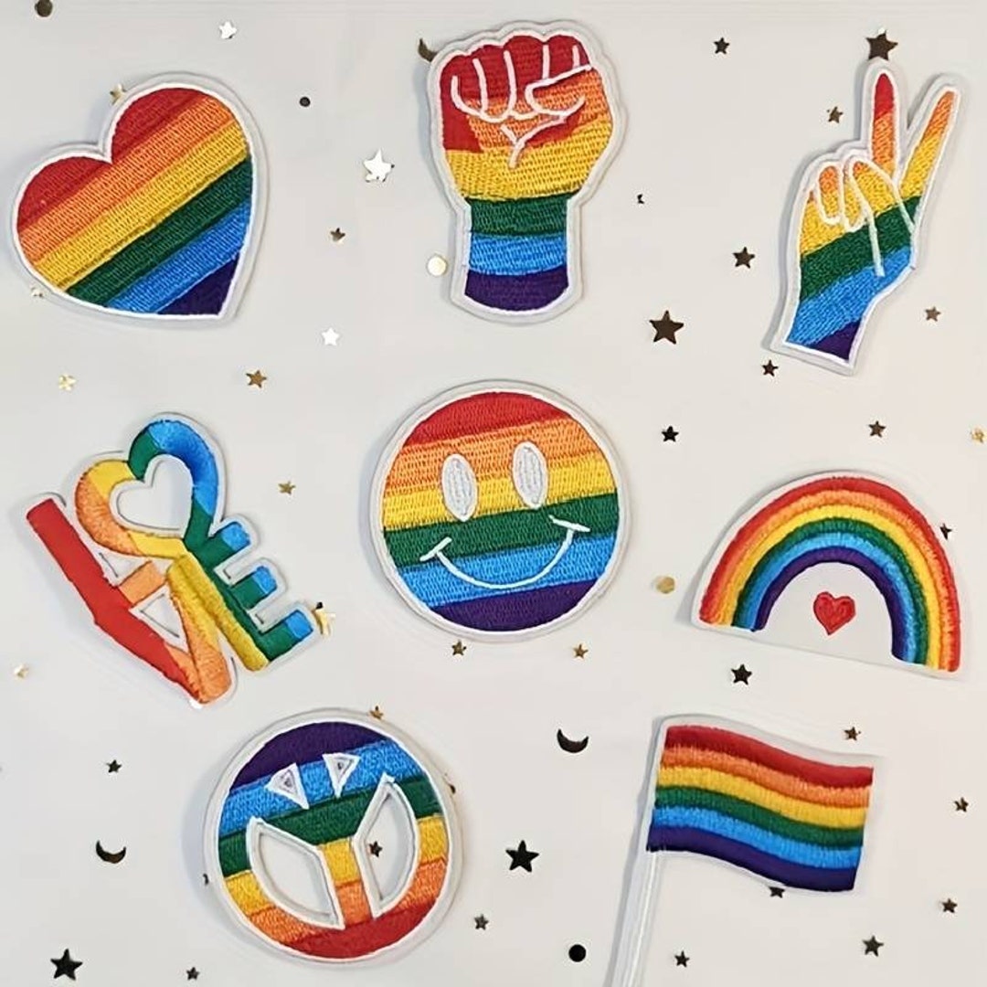 8 X LGBTQ+ Gay Pride Iron-on Patch Badge Pride Rainbow Series Iron on ...