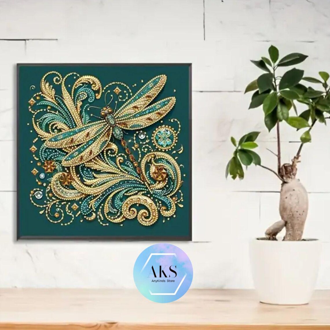 5D DIY Diamond Art Kit Dragonfly Painting Kits Full Canvas Rhinestone ...