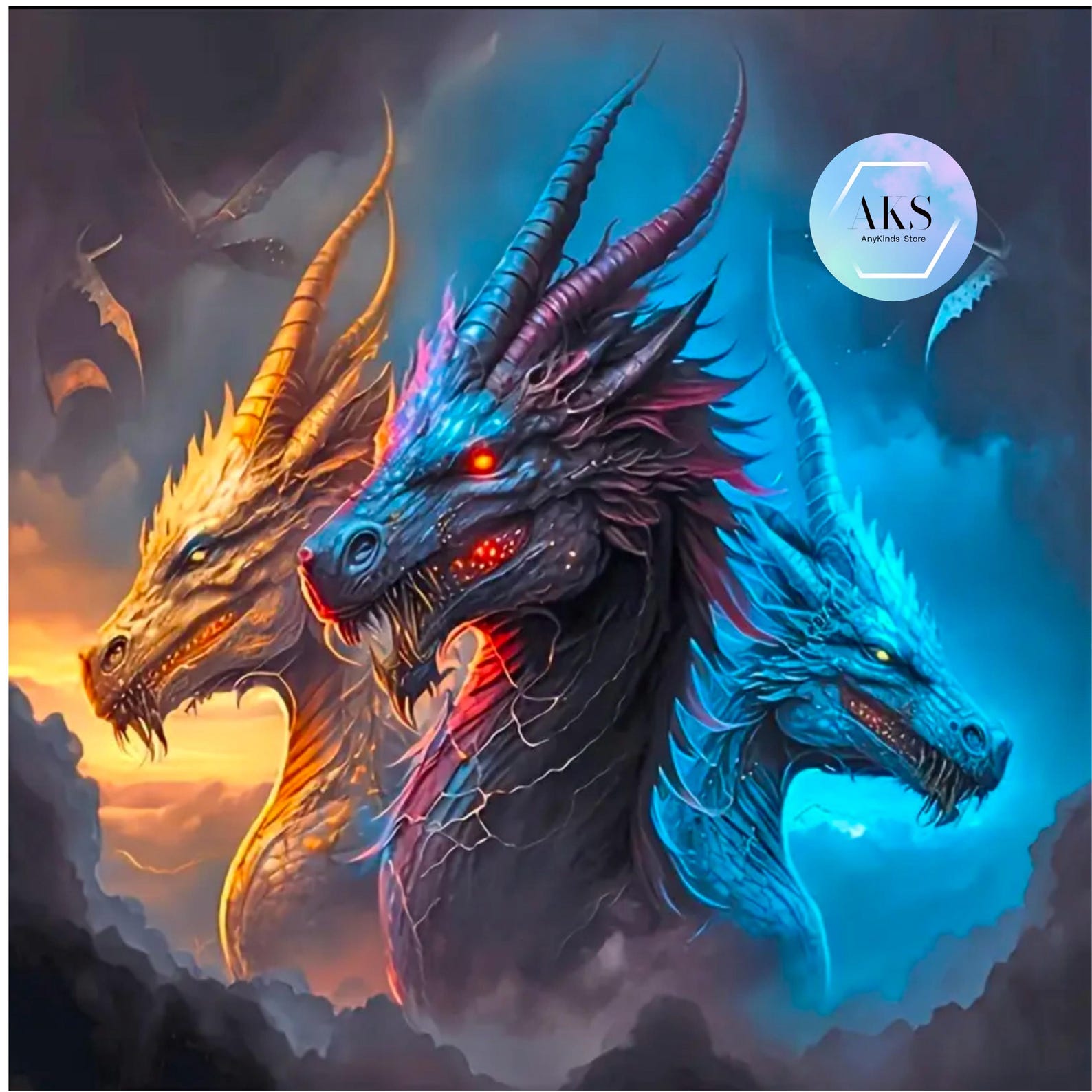Three Dragons 5D DIY Diamond Art Painting Kits Full Canvas Rhinestone ...