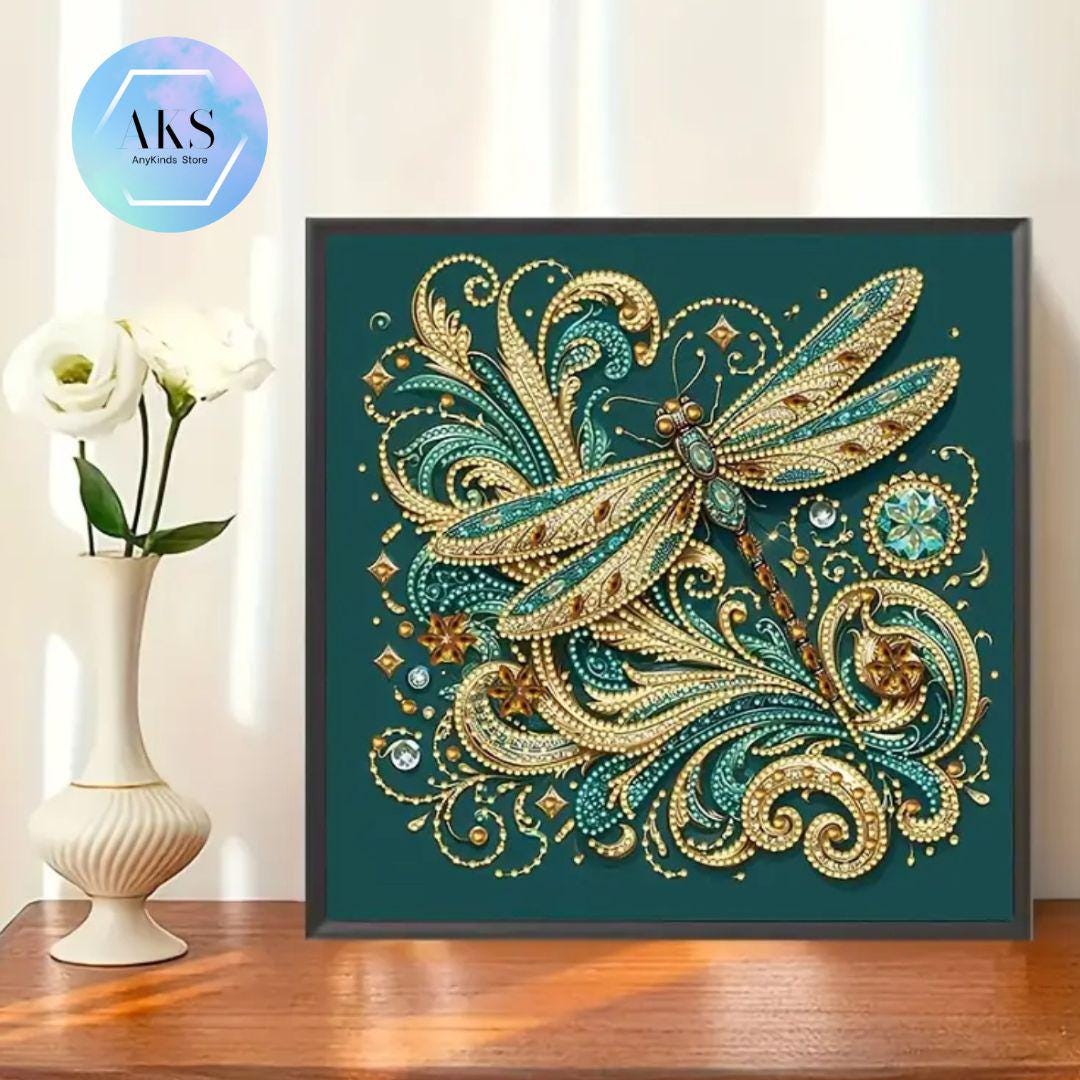 5D DIY Diamond Art Kit Dragonfly Painting Kits Full Canvas Rhinestone ...