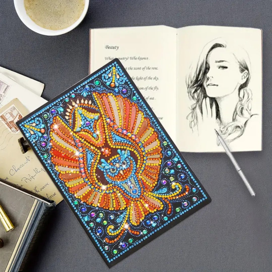 Sparkling Owl Diamond Art Notebook DIY A Beautiful Floral Birds A5 ...