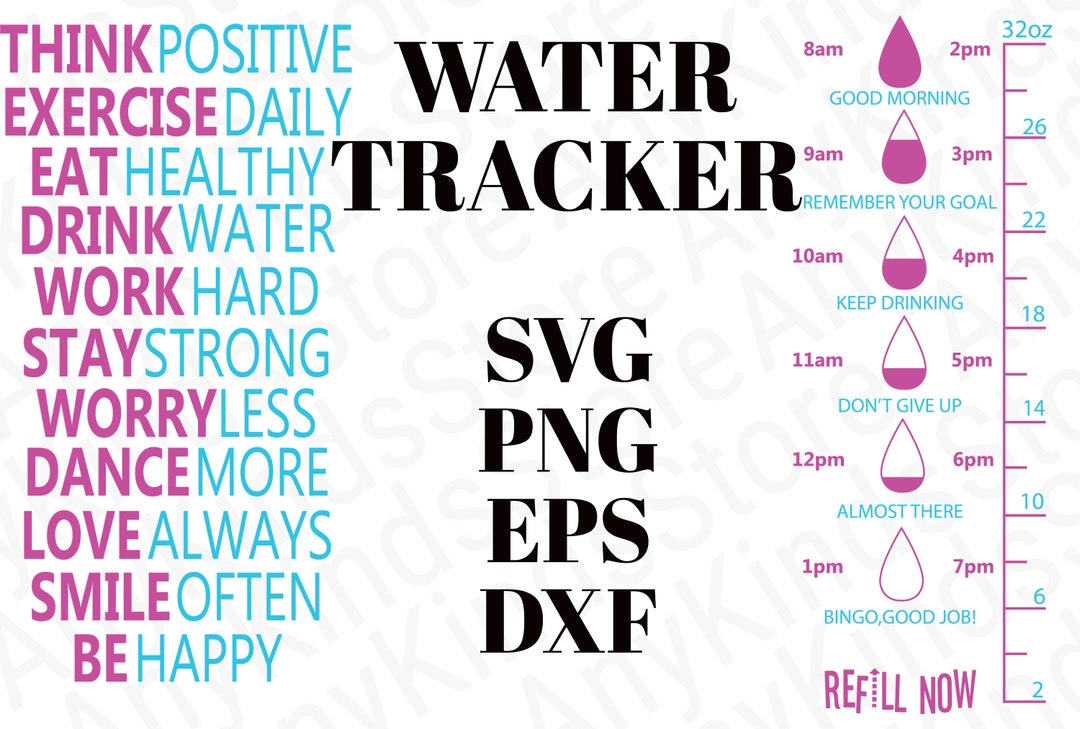 WATER TRACKER Svg, Water Bottle Svg, Drink Your Water Svg, Water Bottle ...