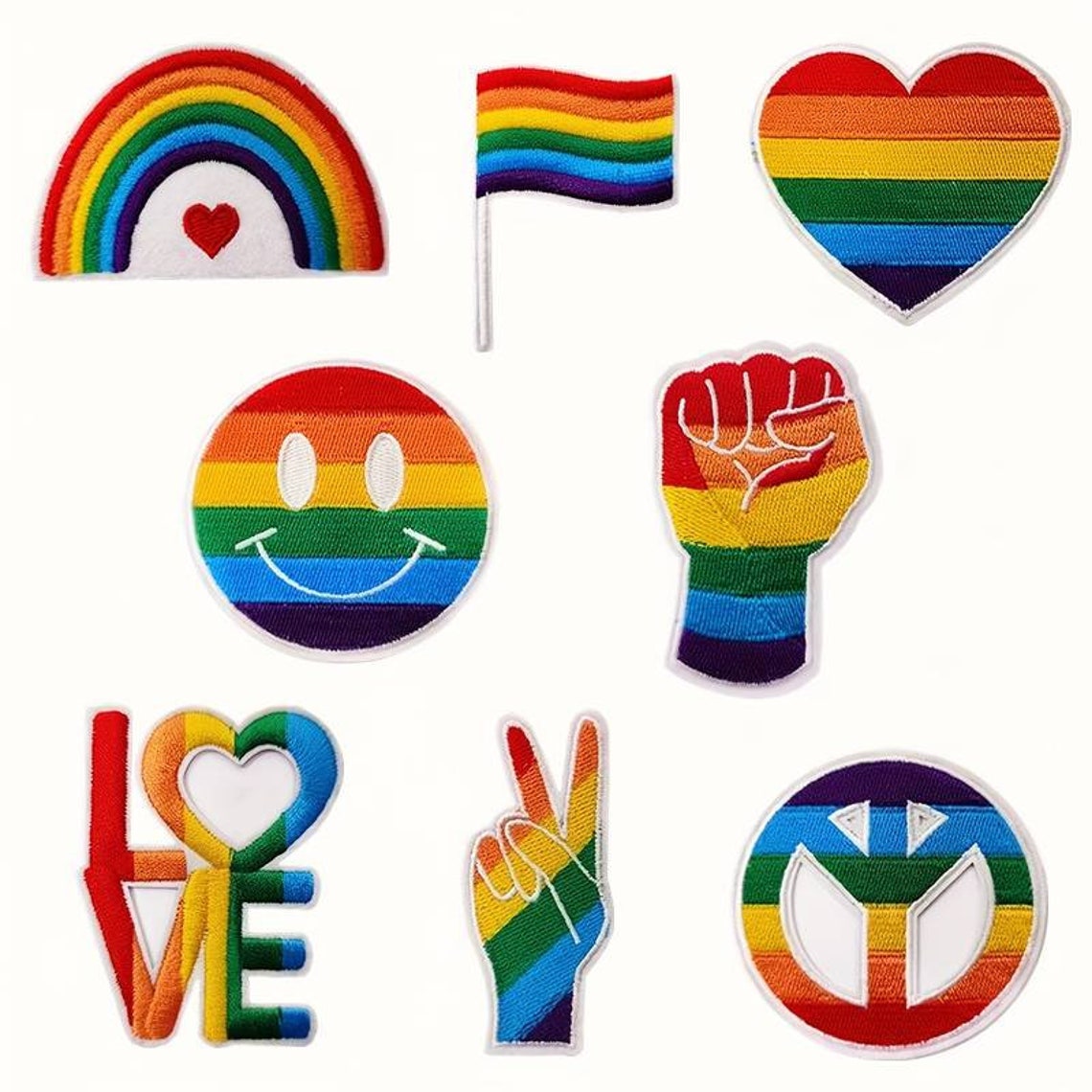 8 X LGBTQ+ Gay Pride Iron-on Patch Badge Pride Rainbow Series Iron on ...