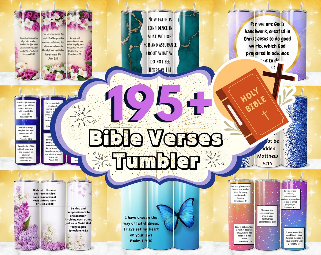 195 + Bible Verses Tumbler Wrap Designs Bundle, Christian Tumbler ...