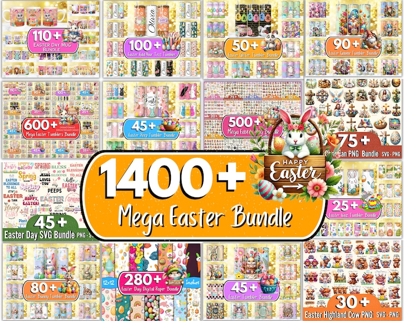 1400+ Mega Easter Sublimation Bundle, Easter Tumbler Bundle, Easter Svg ...