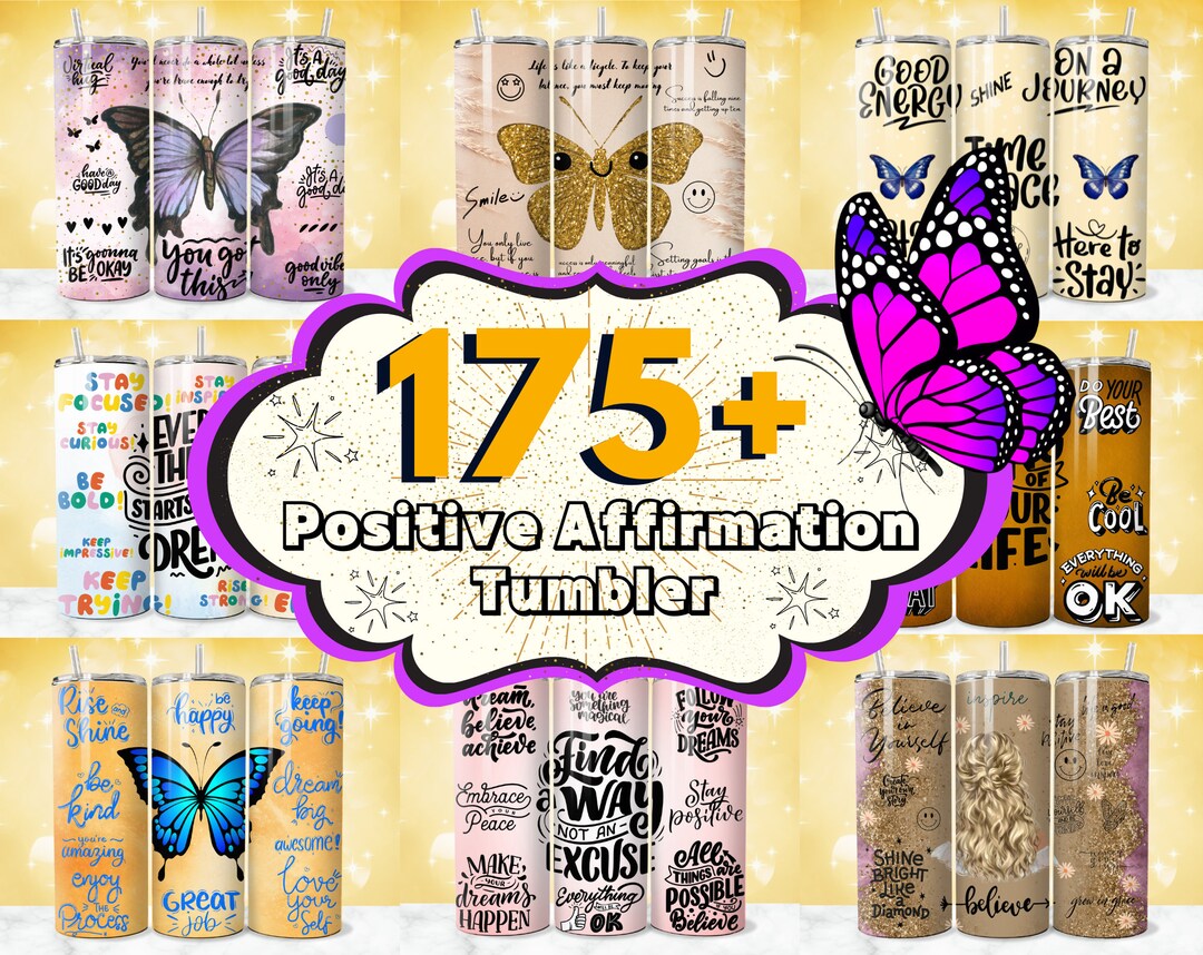 Positive Affirmation Tumbler Wrap Designs Bundle (digital Download) - Etsy