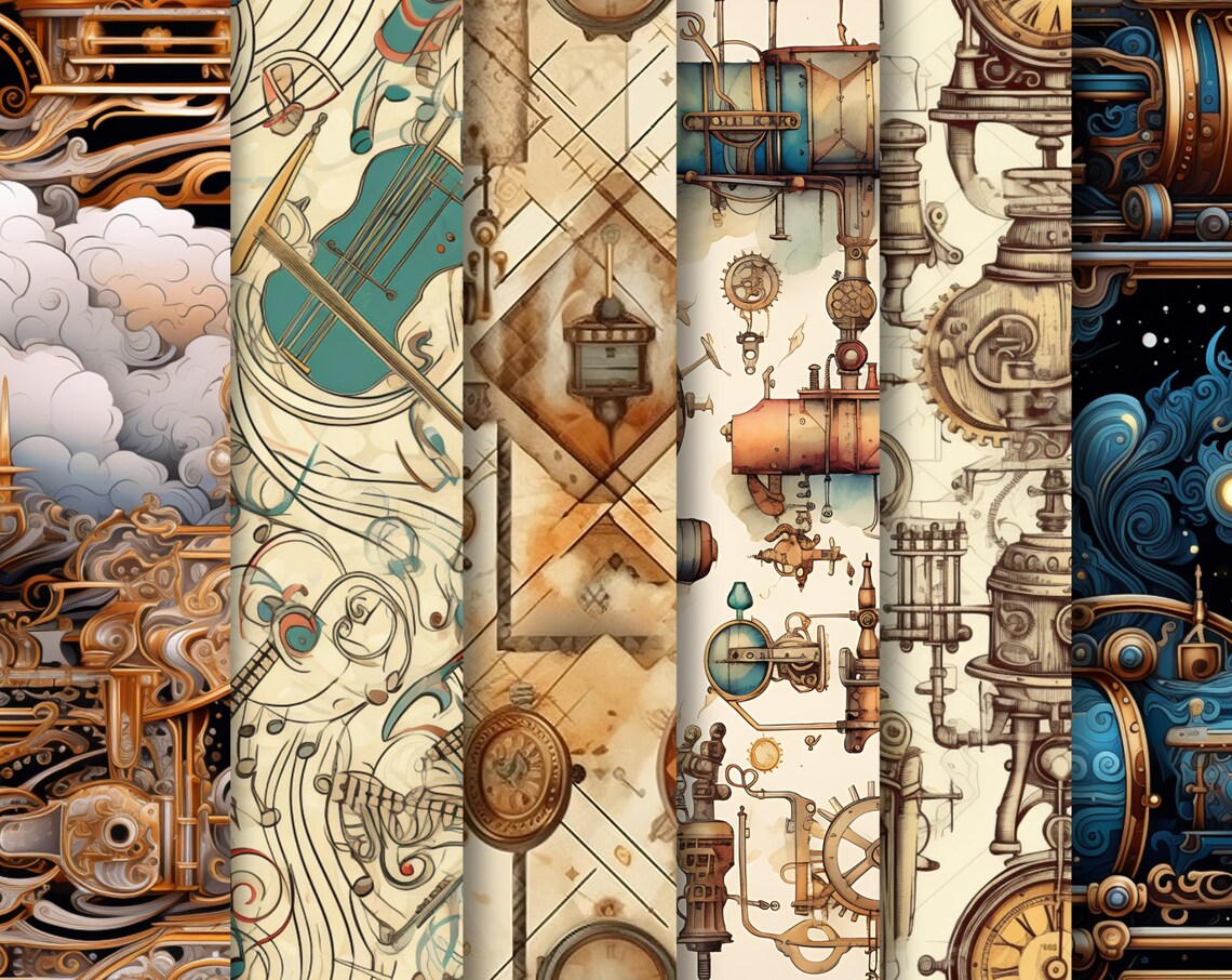 20 + Vintage Scrapbook Digital Paper Bundle, Rustic Seamless Pattern ...