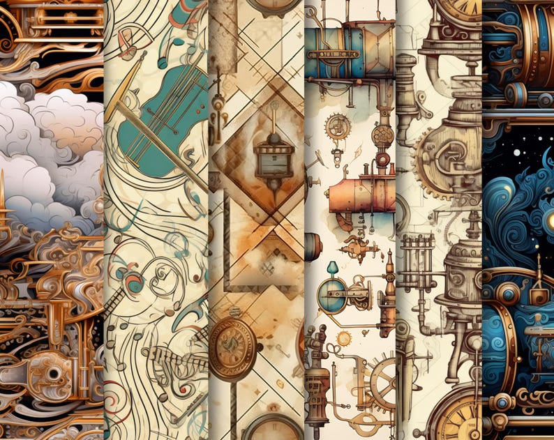 20 + Vintage Scrapbook Digital Paper Bundle, Rustic Seamless Pattern ...