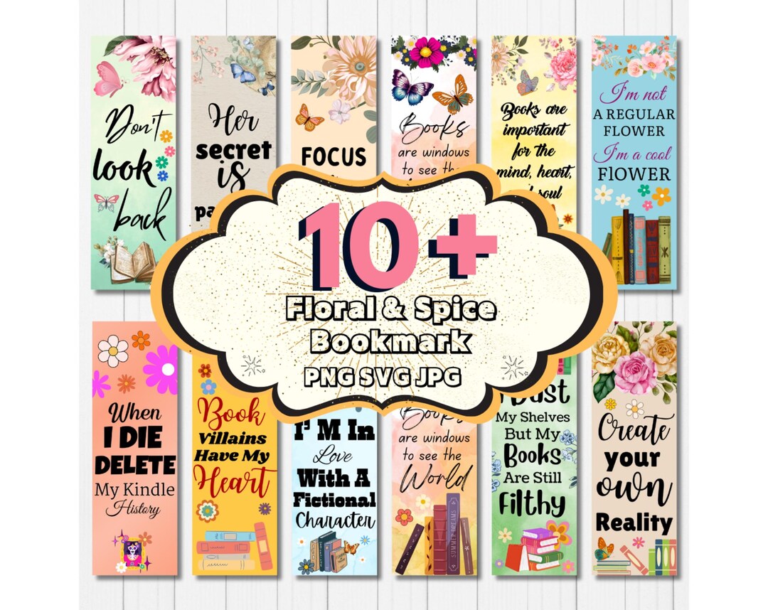 10 + Floral & Spicy Bookmark Design, Spicy Bookmark, Floral Printable ...