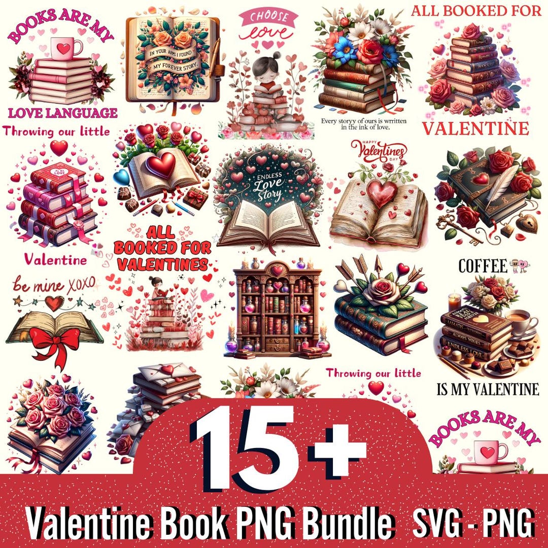 15+ Valentine's Book Png, Book Lover Png, Valentine's Day Shirt Png ...