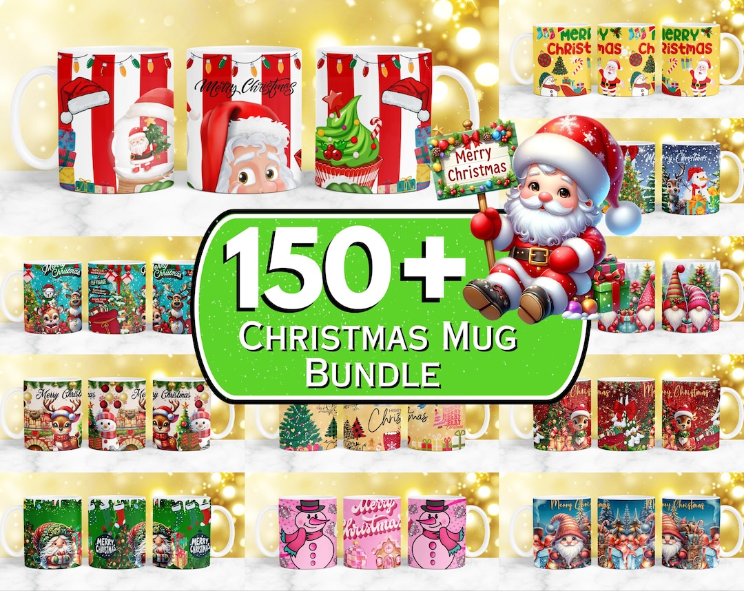 150+ Christmas Mug Wrap, Santa Claus Mug Wrap, Christmas Gnome Mug Wrap ...