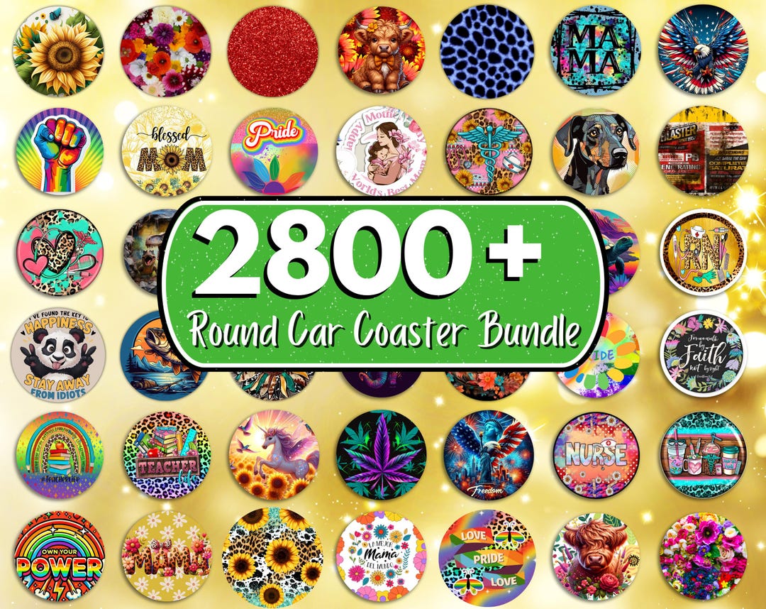 2800 + Mega Round Car Coaster Bundle, Floral Car Coaster, Skull Car ...