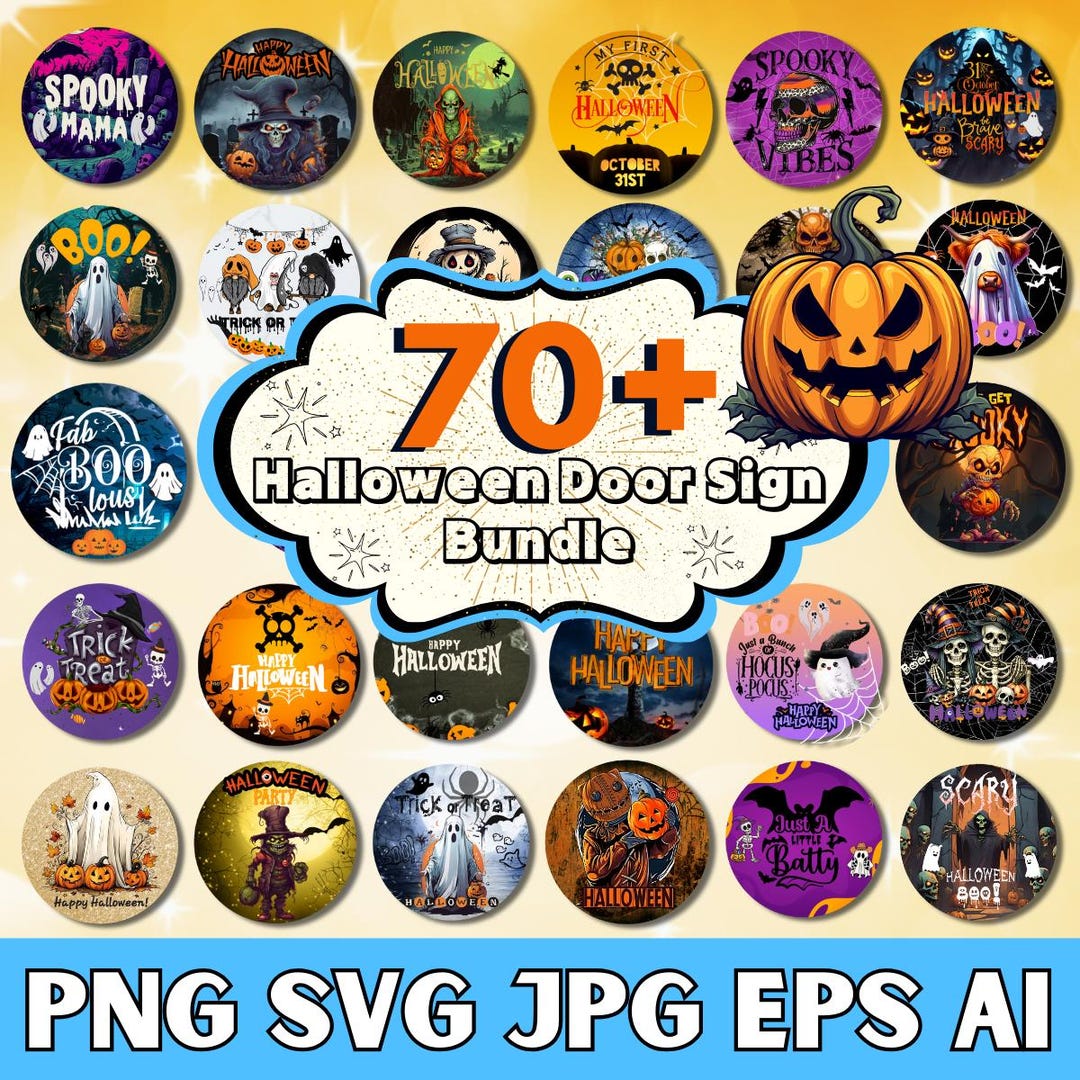 70 + Halloween Door Signs, Spooky Season Halloween Door Signs, Horror ...