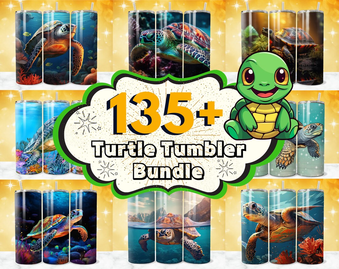 135 + Turtle Tumbler Wrap Designs Bundle, Sea Turtle Wrap PNG, 20 Oz ...