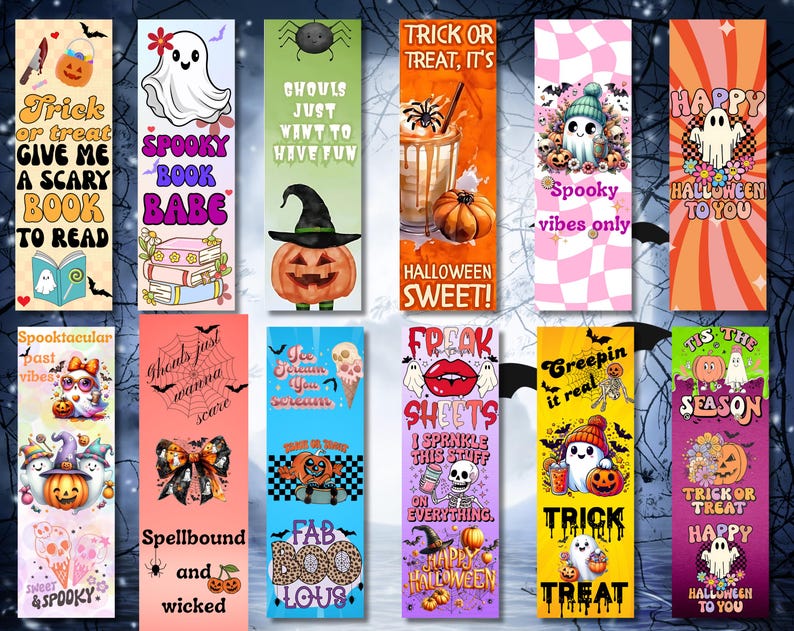 150+ Halloween Bookmark Pack, Ghost Pumpkin Bookmark, Witches Bookmark ...