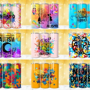 160 + Autism Tumbler Wrap Designs Bundle, 20oz Autism Awareness Designs ...