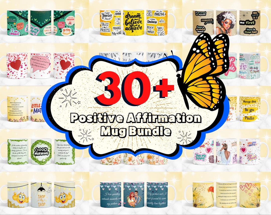 30 + Positive Affirmation Mug Wrap Designs, Positive Quotes Mug ...