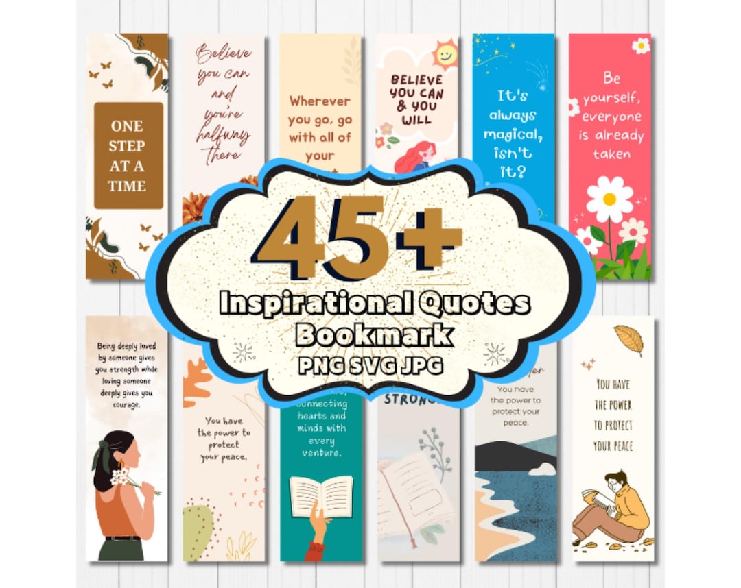 45 + Inspirational Quotes Bookmark Design, Motivational Bookmark ...