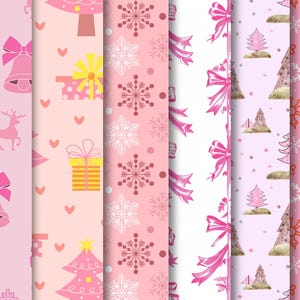 40 + Christmas Pink Digital Paper, Christmas Décor Digital Paper, Xmas ...