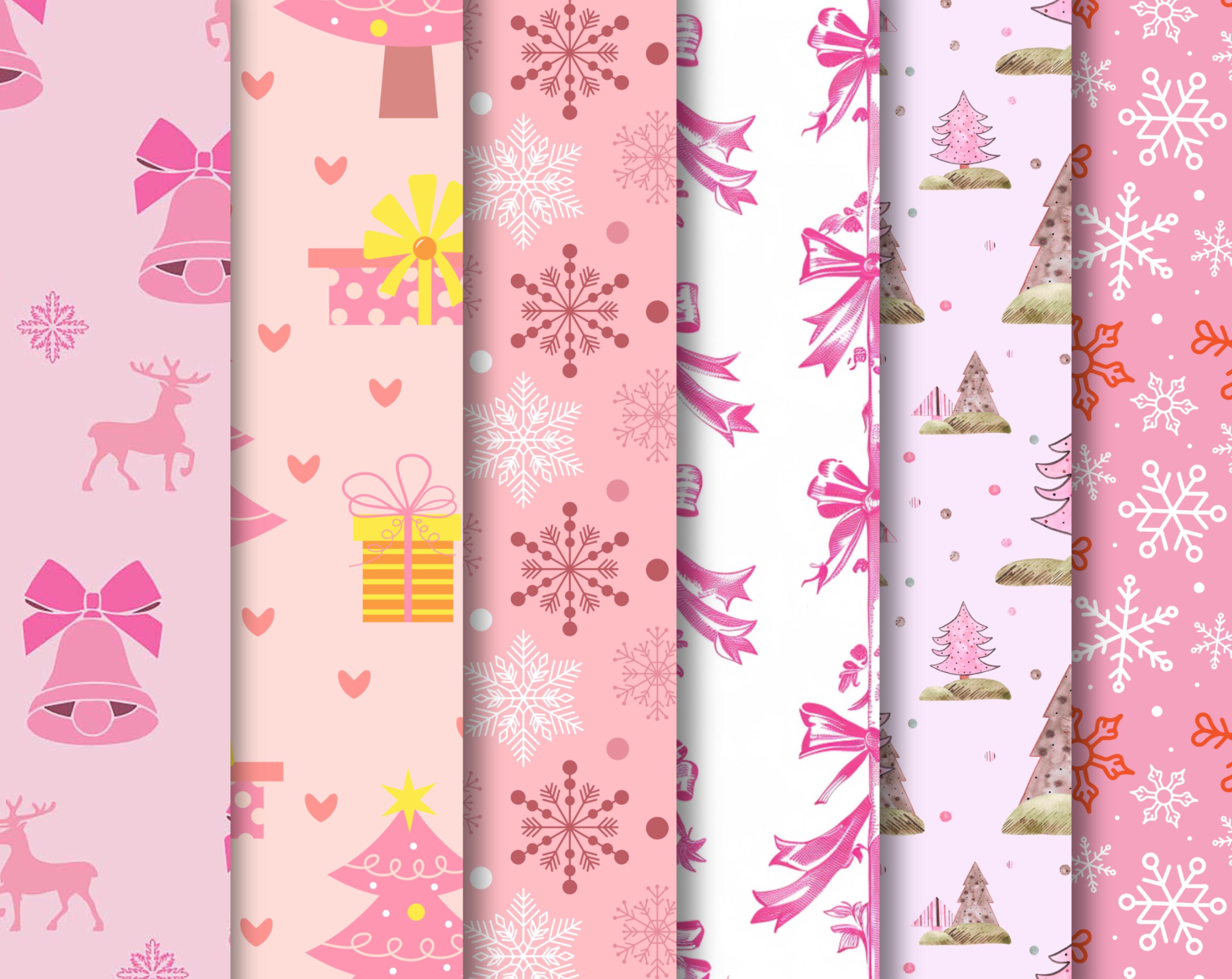 40 + Christmas Pink Digital Paper, Christmas Décor Digital Paper, Xmas ...