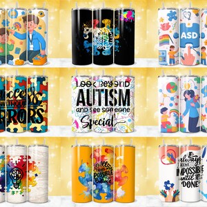 160 + Autism Tumbler Wrap Designs Bundle, 20oz Autism Awareness Designs ...