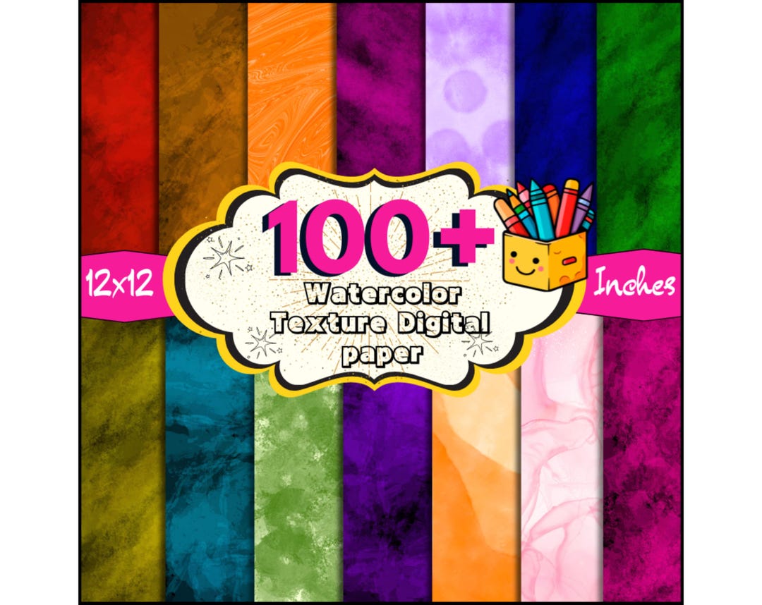 100 + Watercolor Texture Digital Paper, Distressed Scrapbooking Planner ...