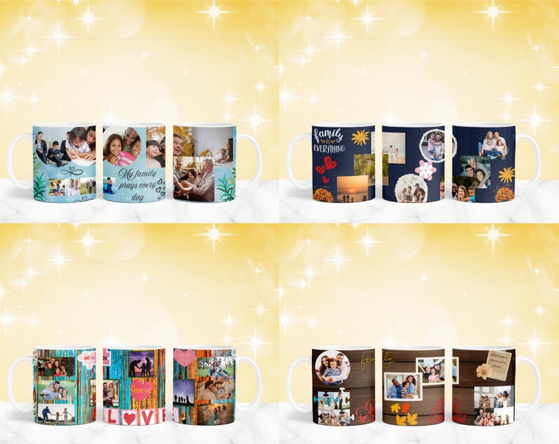 250 + Add Your Own Photo Mug Wrap Designs, Photo Collage Mug, Family ...